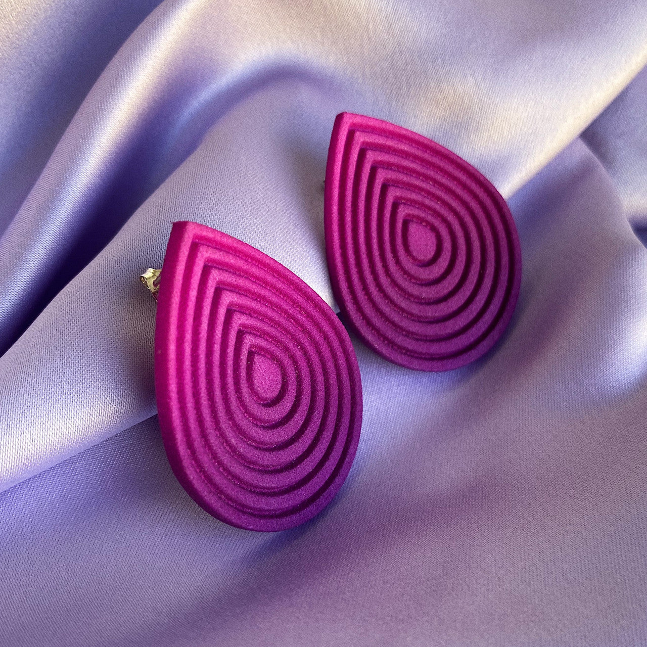 Large Leaf Earrings - Pink and Purple | Handmade Jewellery | Eve ...