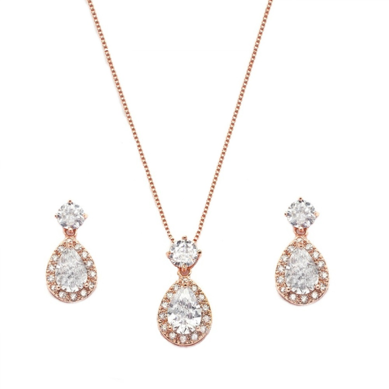 'Jamie' Rose Gold Plated Teardrop Jewellery Set | Rose Gold Plated ...