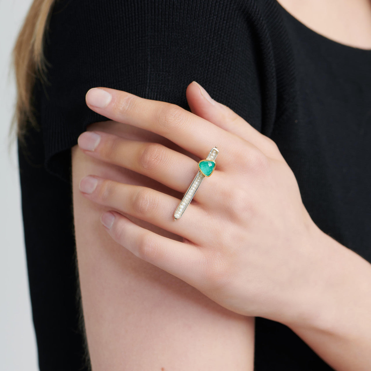 Sterling Silver Pearl & Chrysocolla Ring | Handmade Jewellery by ...